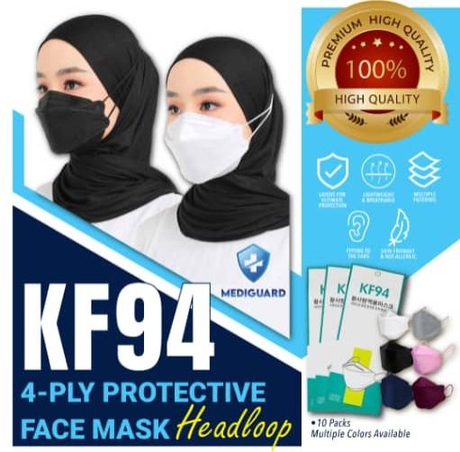 Ready Stock 10pcs Kf94 Mask Head Loop Mask Hijab Mask Headloop Mask 4 ...