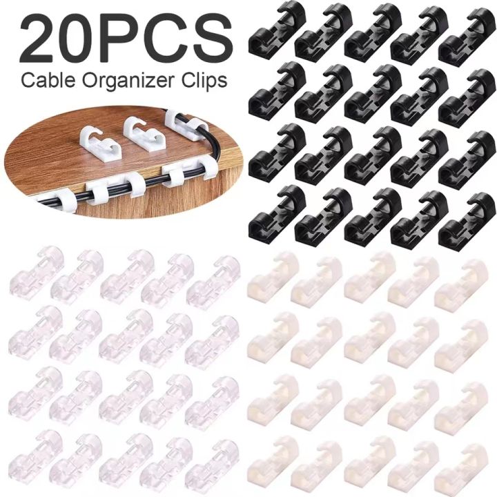 20/16PCS Cable Clips Self-Adhesive Cable Organizer Cord Management System Cord Holder for Wire ...