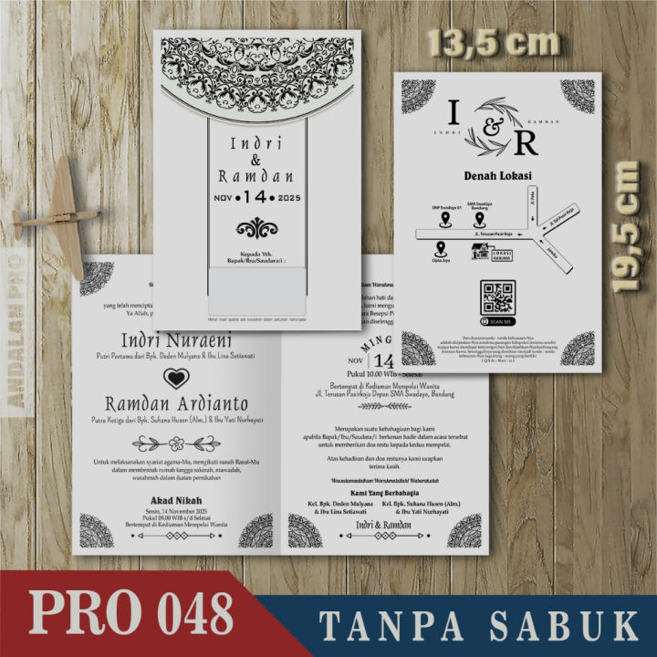 [100 Pcs] - Pro 048 Lipat 2 Simple - Cetak Undangan Color / Berwarna ...