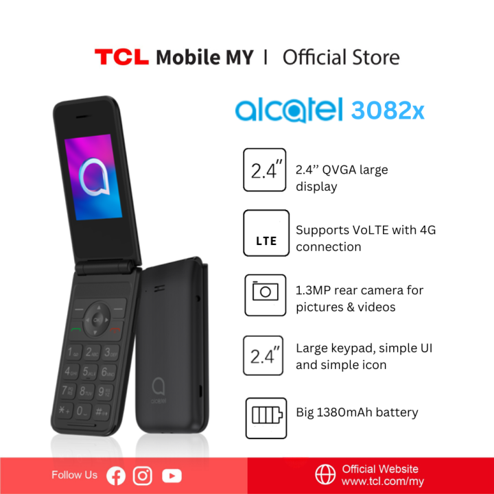 TCL Alcatel 3082X 4G Flip Phone | Classic Clamshell Design | 2.4” Large ...