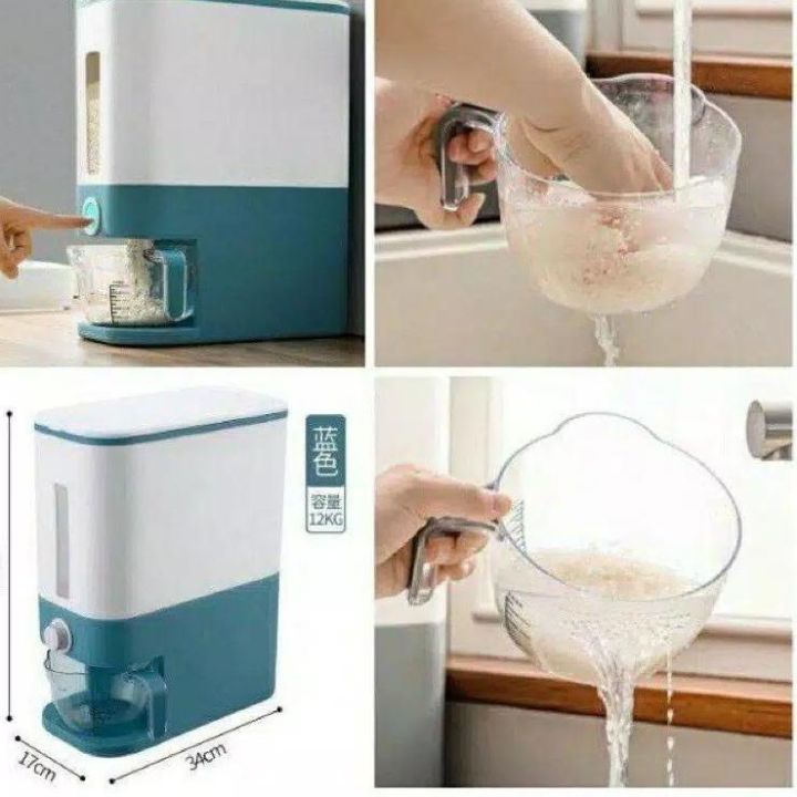 Dispenser Beras 12KG Rice Box Tempat Penyimpanan Beras Otomatis Dengan ...