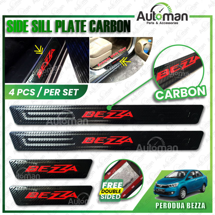 Perodua Bezza Carbon Fiber with Red Logo Emblem Word Wording Door Side ...