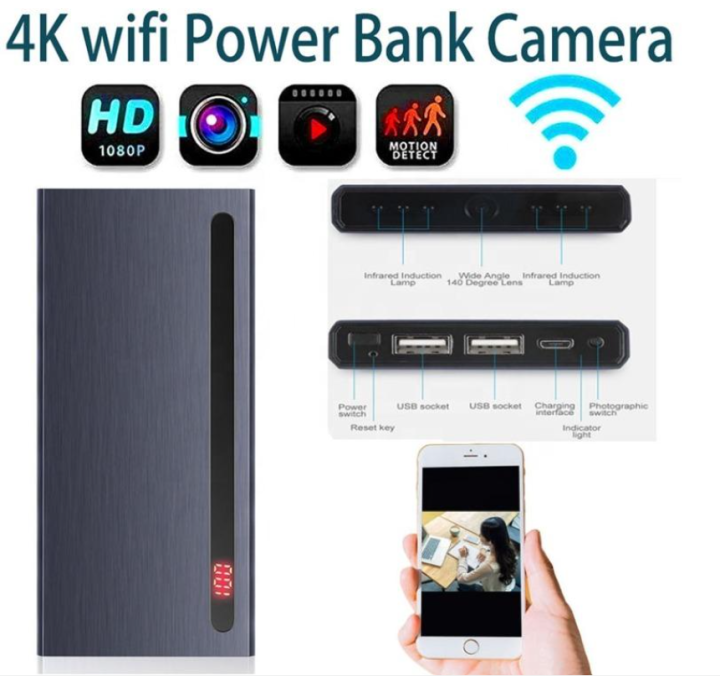 4K 1080P Wifi Wireless Power Bank Spy Camera Night vision motion ...