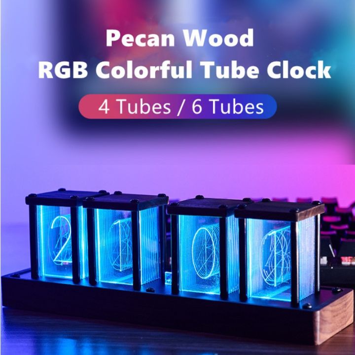RGB LED Tube Clock Vintage Digital Nixie Clock 6 Bit/4 Bit Time Photo ...
