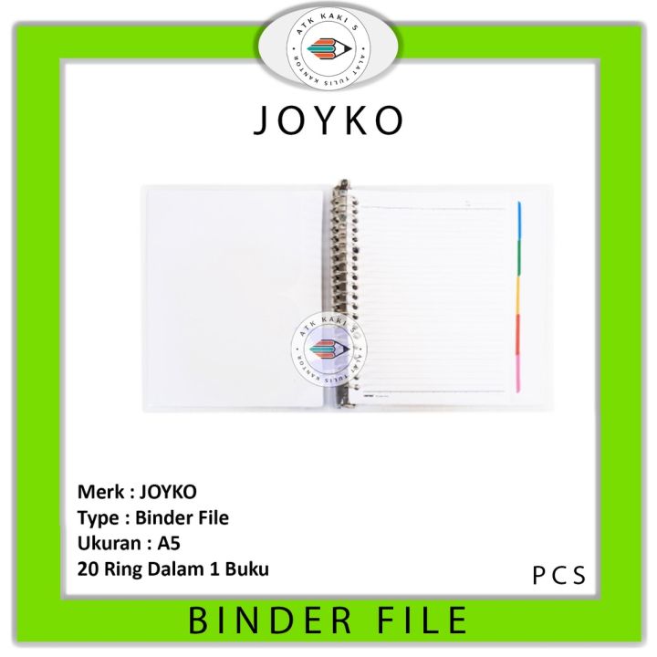 JOYKO - Binder file Note A5 20Ring Free Divider Neon Random - Pcs | Lazada Indonesia