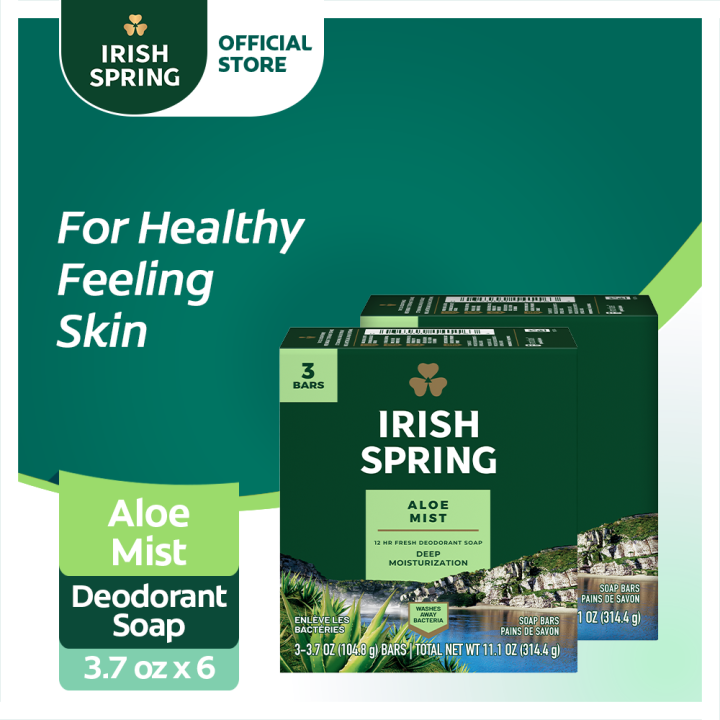 Irish Spring Aloe Mist Body Soap 12-Hour Fresh Deodorant Bar Soap 3.7 ...
