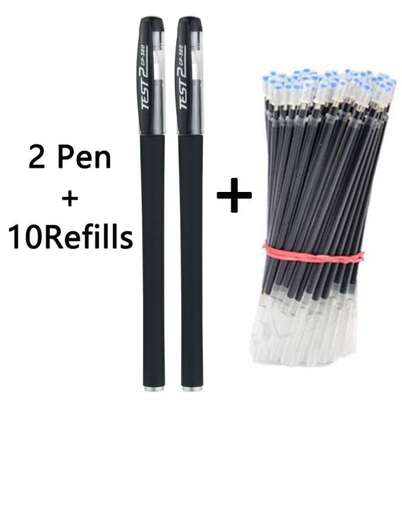 2 Pen + 10 Refill Ballpen Set Gel Pen Black Gel Ink | Lazada PH