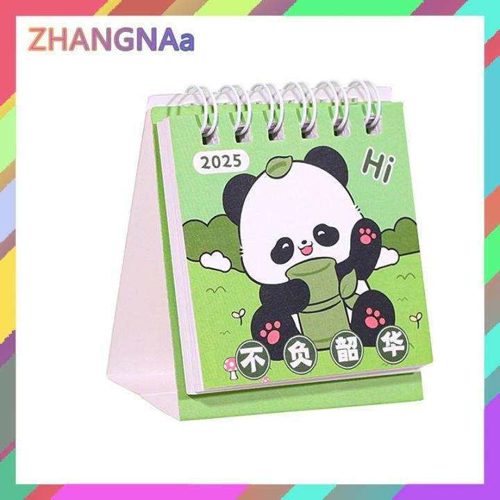 ZHANGNAa 2025 Mini Cartoon Desk Calendar Cute Pandas Animals Portable ...