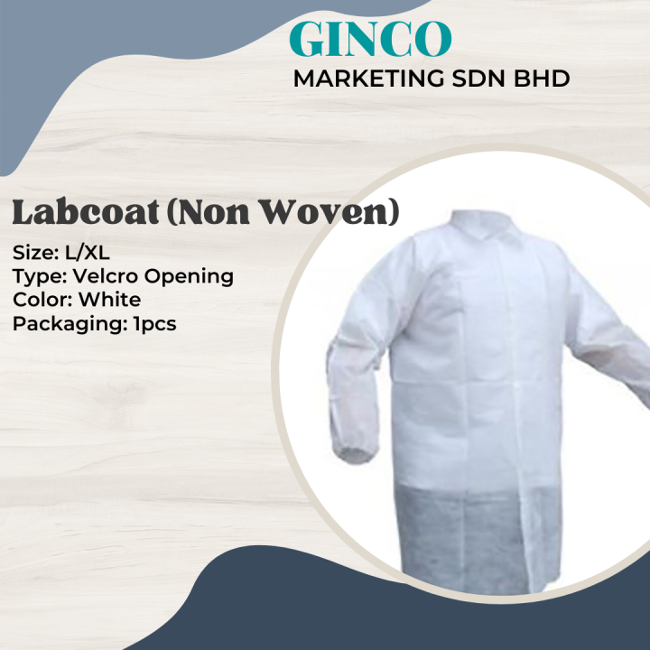 GINCO Disposable PP Non Woven Lab Coat [1 Pcs] | Lazada