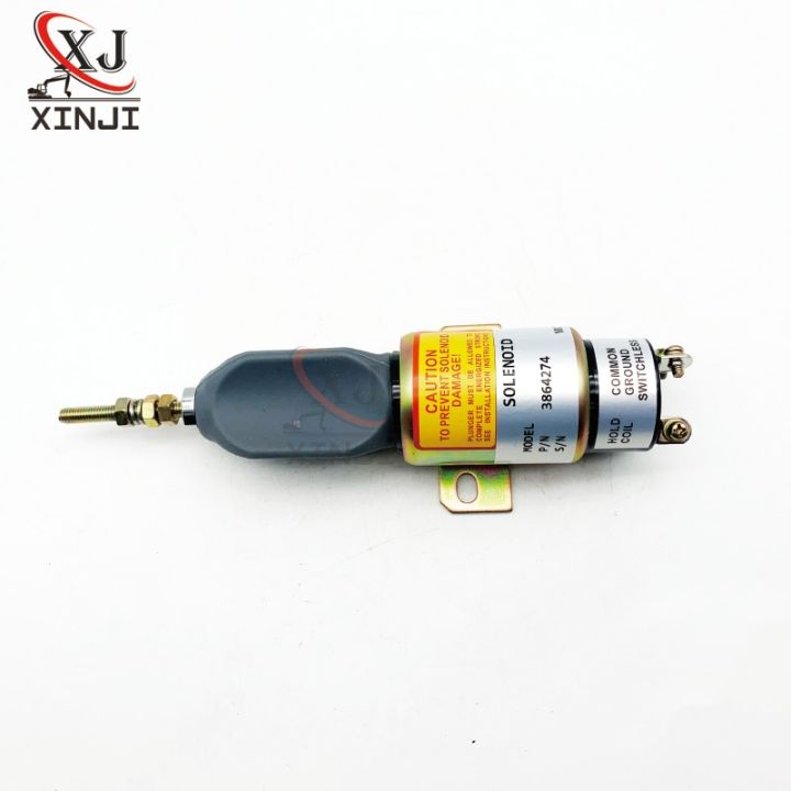 1 Fuel Shutdown 24V Solenoid Valve 3864274 For Excavator Cummins ...