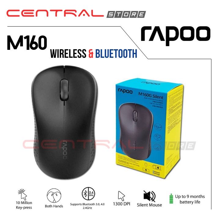 Mouse RAPOO M160 Wireless Silent 1300dpi Multi Mode Bluetooth | Lazada Indonesia