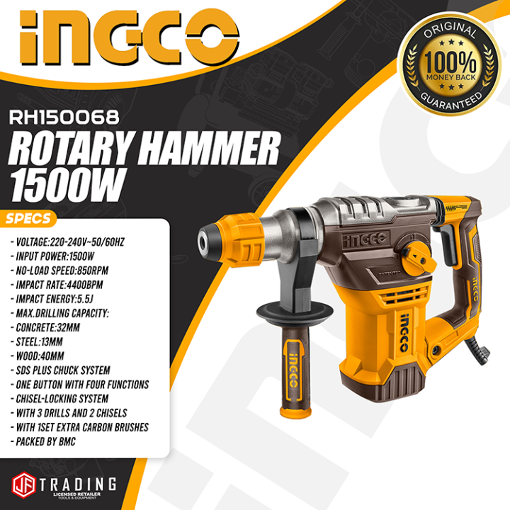 INGCO ROTARY HAMMER 1500W RH150068 HD & HIGH QUALITY ♦JF TRADING♦ ...