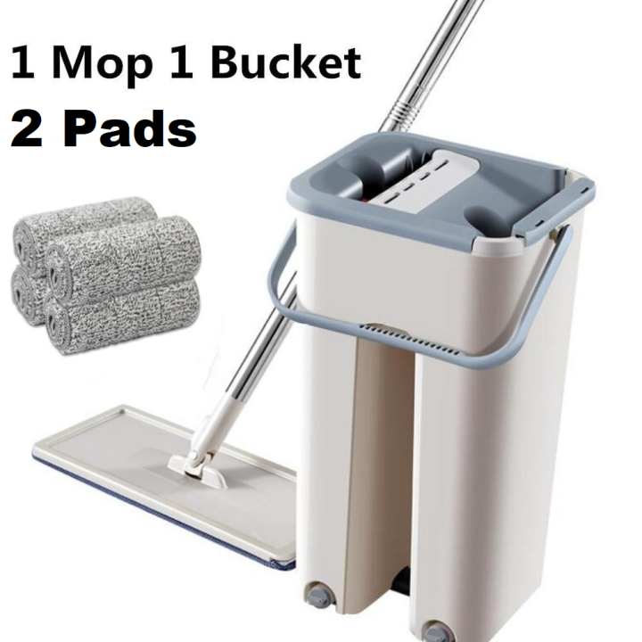 E-STORE 360 Scratch Mop 2in1 Self-Wash Squeeze Dry Flat Bucket Anet Mop ...
