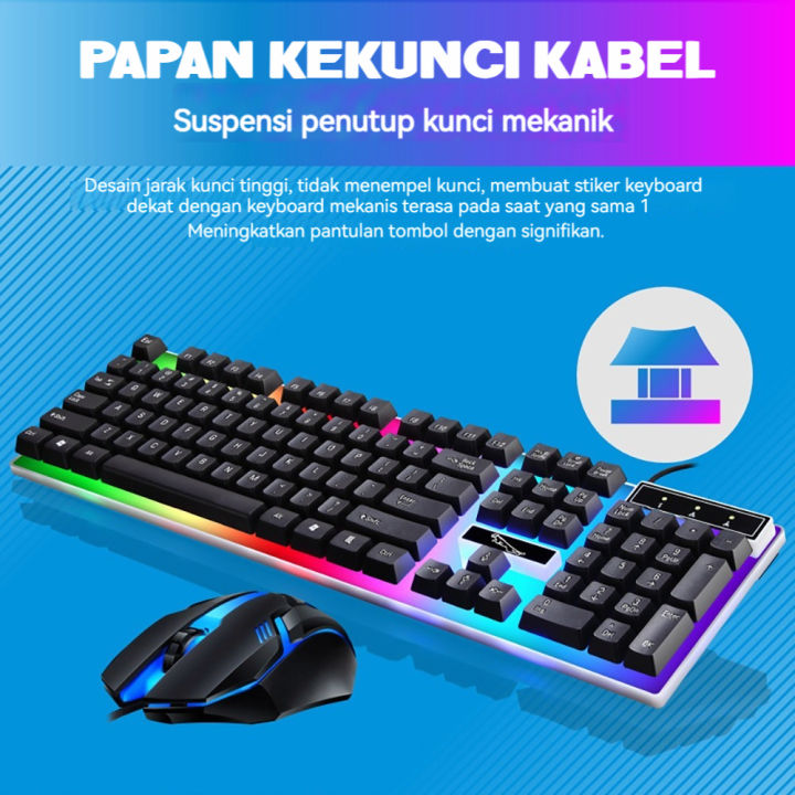 Game Backlit Keyboard Mouse G21B RGB Mechanical USB Cable Keyboard dan ...