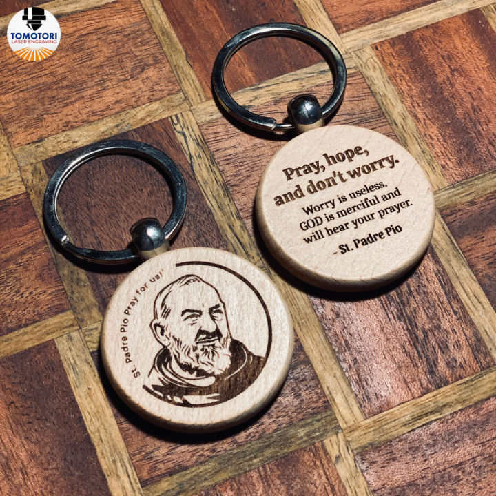 Padre Pio Wooden Keychain Round - Laser Engraved Christian Gift | Lazada PH