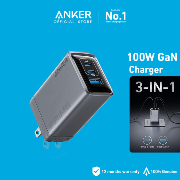 Anker GaN Prime Charger (100W, 3 Ports, GaN) | Lazada.co.th