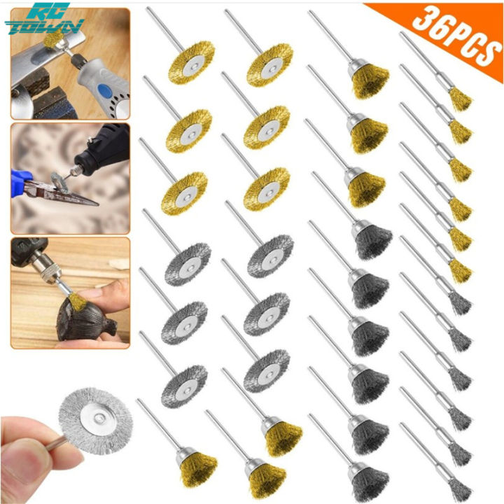 Wire Wheel Brush Cup Brushes Set 36 Pack Brass Wire Brush Kit For ...