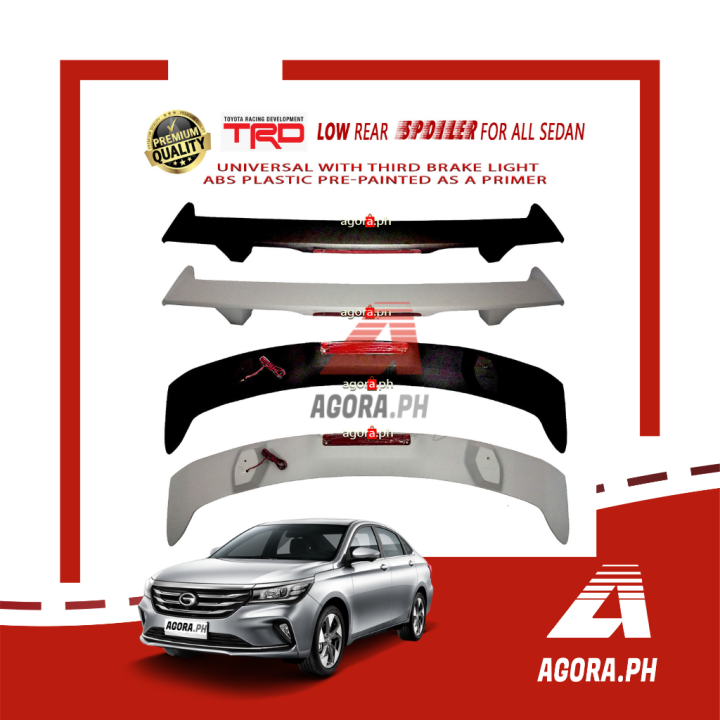 Universal TRD Low Spoiler for All Sedan with Third Brake Light ABS ...