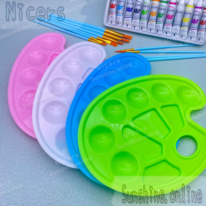 Watercolor Paint Palette Artist Circular Plastic pigment Plate box ...