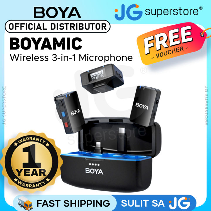 BOYA 3 in 1 Wireless Microphone with 15 hours of Onboard Recording & HD ...
