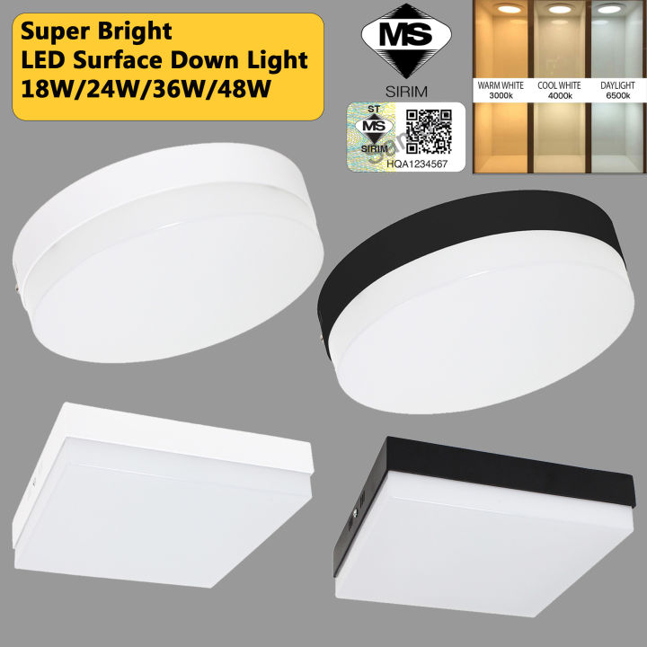 3H Lampu Siling Downlight LED [18W-48W] Super Terang Surface Ceiling ...