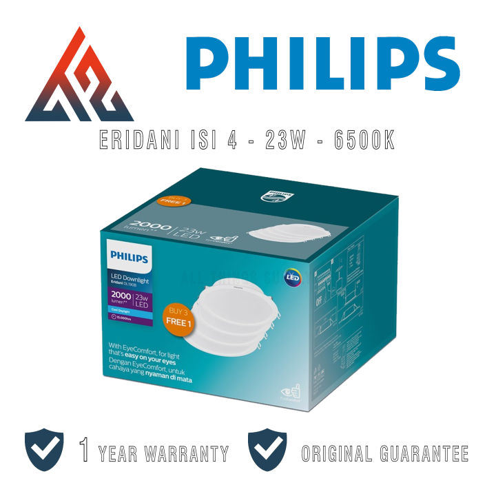 Philips Eridani Multipack Lampu LED Downlight DL190B 23 Watt Bulat - 3 ...
