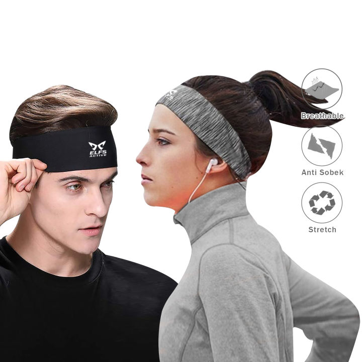 Headband Olahraga Elastic Bandana Sport sweat band Gym & Fitness ...