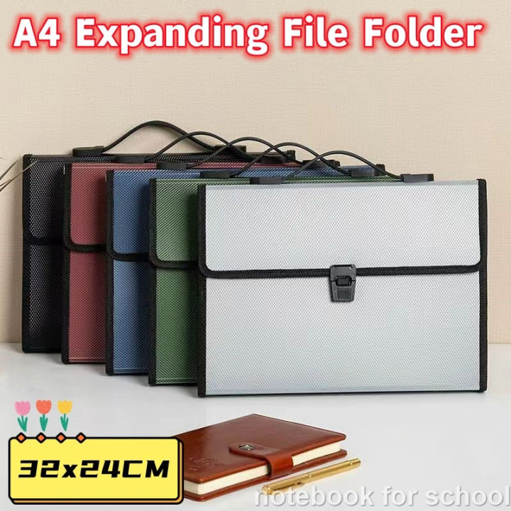 A4 Expanding File Folder Bag 13 Pockets Envelope Document Storage Holder With Handle Filling