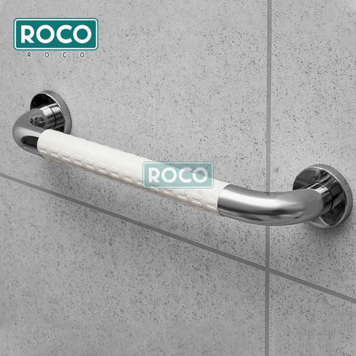 ROCO Wall Mounted Stainless Steel Nylon Handle Bathroom Elderly Balance ...