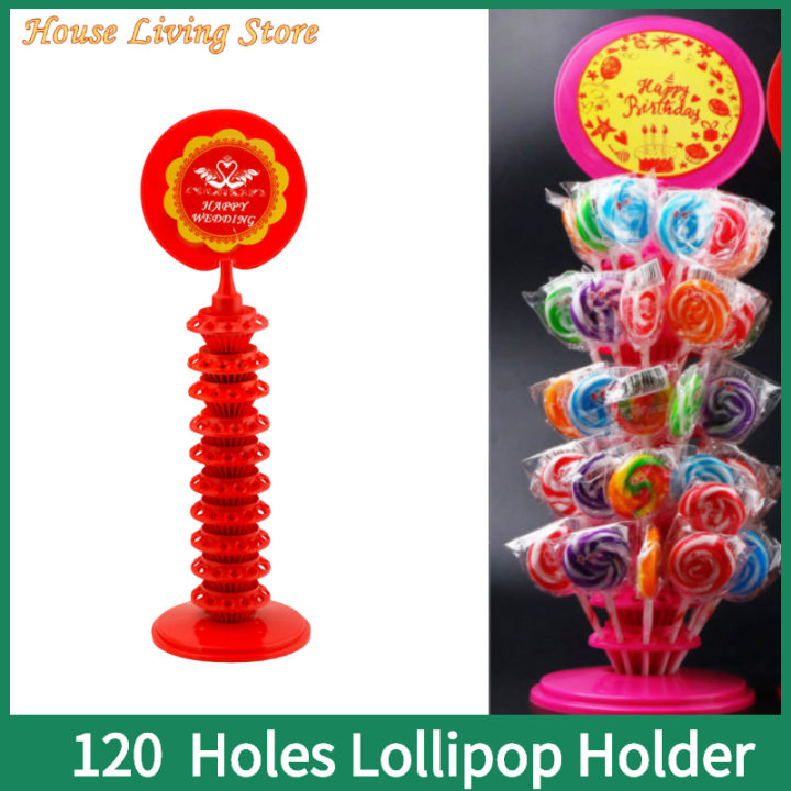 120 Holes Lollipop Display Stand Candy Dessert Stick Holder Organizer ...