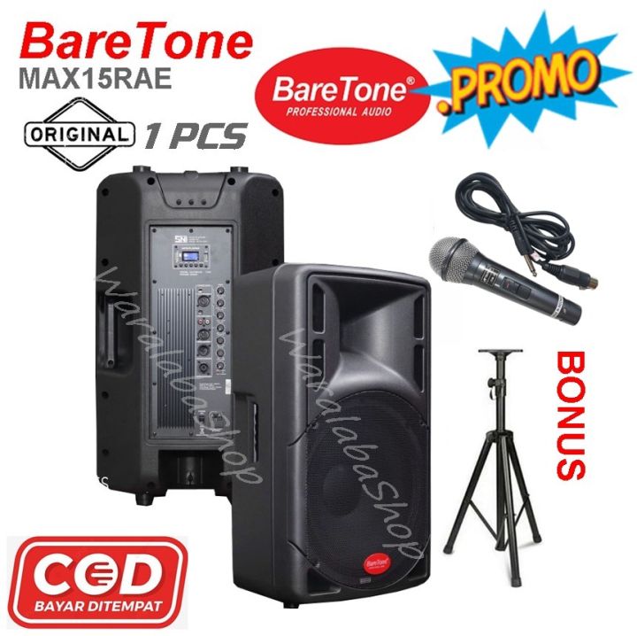 PROMO speaker portable BareTone Max-15Rae 15 inchi Bonus Mic + stand ...
