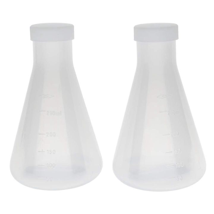 Laboratory Graduated Plastic Conical Erlenmeyer Flask, Measurable, Smooth Thick Wall, Two ...