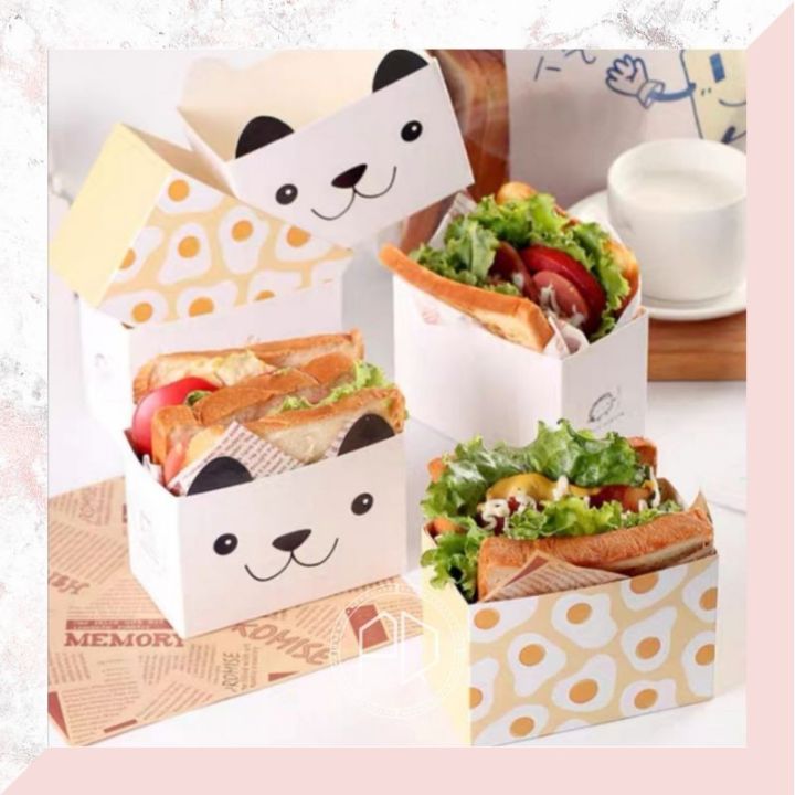 [10/50pcs] Sandwich Box Egg Drop Toast Packaging Paper Box Korean ...
