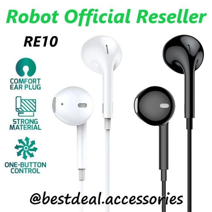 Robot RE10 Wired Bass Android iPhone Earphone Headset Headphone ...