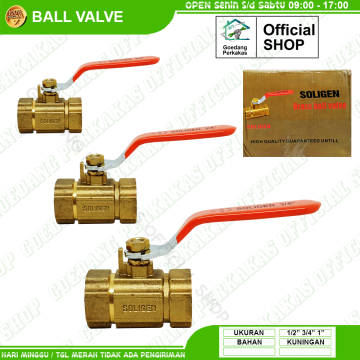 Ball Valve Kuningan Ukuran 1/2" 3/4" 1" Soligen Stop Kran Drat Dalam | Lazada Indonesia