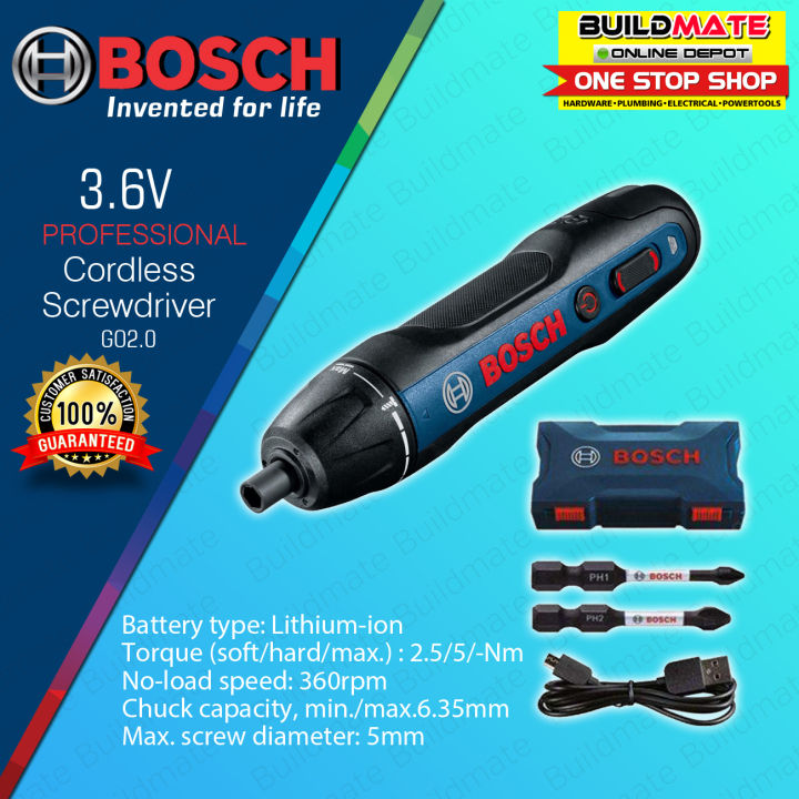 BOSCH Professional Go 2.0 Go2 Cordless Screwdriver Kit 3.6V Handheld ...