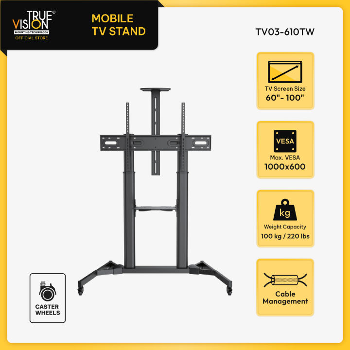 True Vision Height Adjustable Telescopic Large Mobile Display TV Stand ...