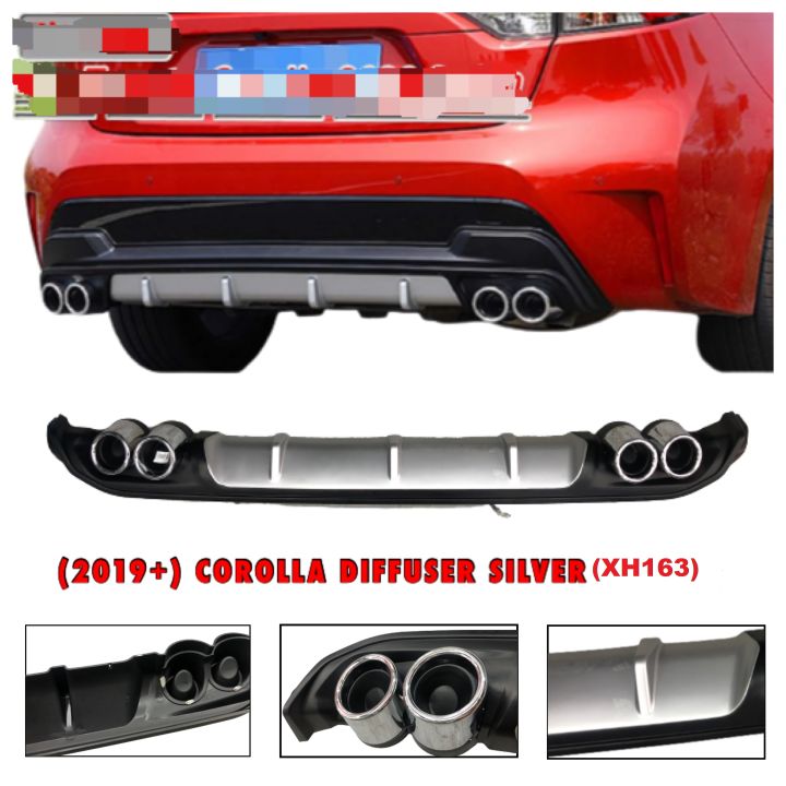 OSCPA 2019 2020 2021 2022 2023 TOYOTA COROLLA SILVER Car Rear Bumper Diffusers Lip Spoiler Body ...