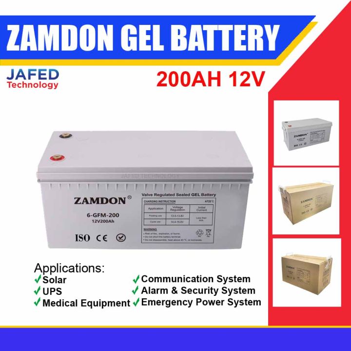JAFED Zamdon Gel Deep Cycle Rechargeable Lead Acid UPS Solar Equipment ...