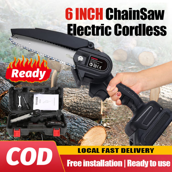 6 Inch Electric Chainsaw Cordless Portable Chain Saw Mini Handheld ...