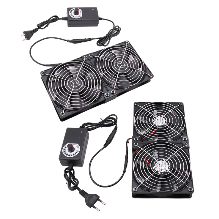 Double 120mm High CFM Computer Fans 110V-240V Variable Speed Fan ...