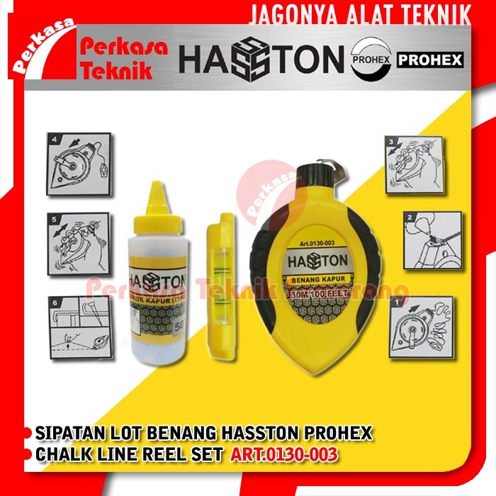 HASSTON 0130-003 Sipatan Lot Benang Kapur 30 Meter Chalk Line Powder ...