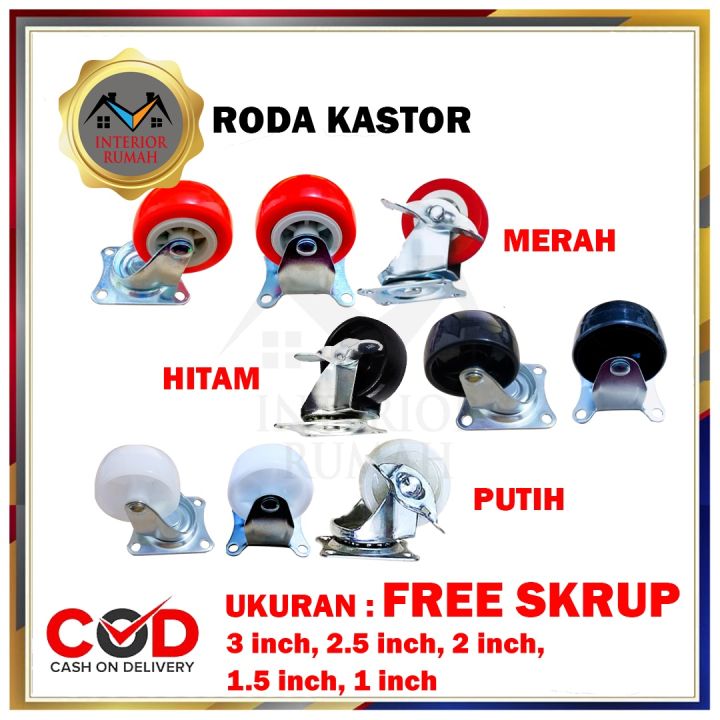 Roda Kastor Lemari 1.5 Inch Hidup, Mati, Hidup+Rem / Roda Kastor Troly ...