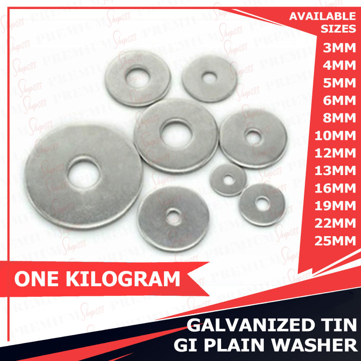 PER KILO GI Tin Plain Washer 3mm 4mm 5mm 6mm 8mm 10mm 12mm M3 M4 M5 M6 M8 M10 M12 PW TW Galva ...