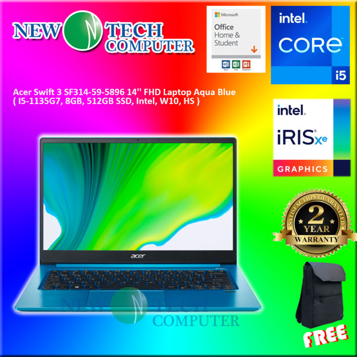 LAPTOP Acer Swift 3 SF314-59-5896 14'' FHD Laptop Aqua Blue ( I5-1135G7 ...
