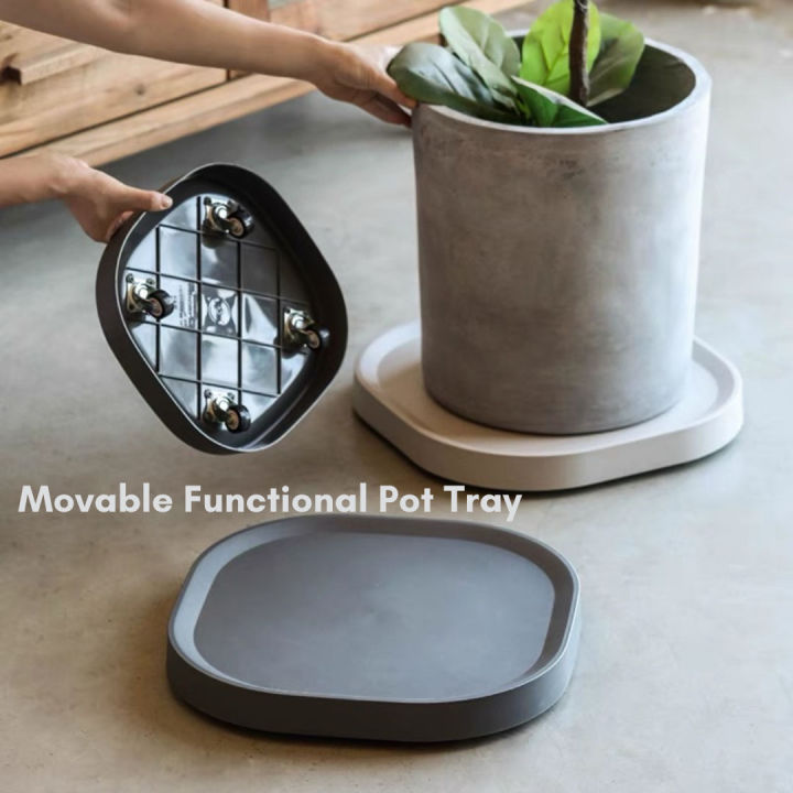 Movable Functional Plant Pot Tray with Wheels | Big Planters Tray ...