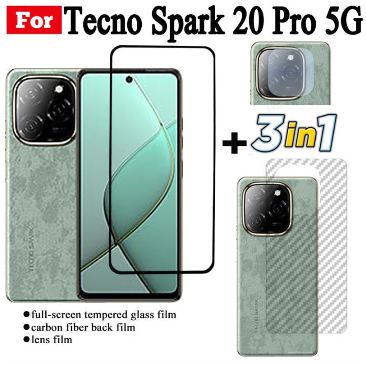 3 IN 1 Tecno Spark 20 Pro 5Gฟิล์มกระจกนิรภัยสําหรับTecno Spark 20P 20C 20 Proคลุมทั้งหมดป้องกัน ...