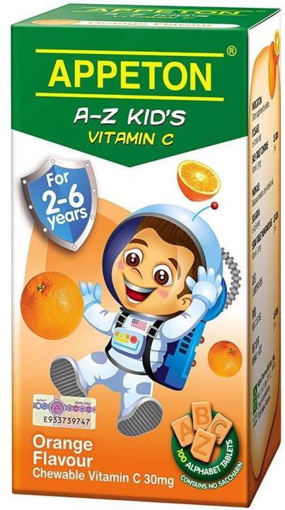 APPETON A-Z KID'S VITAMIN C 30MG ORANGE FLAVOUR 100S | Lazada