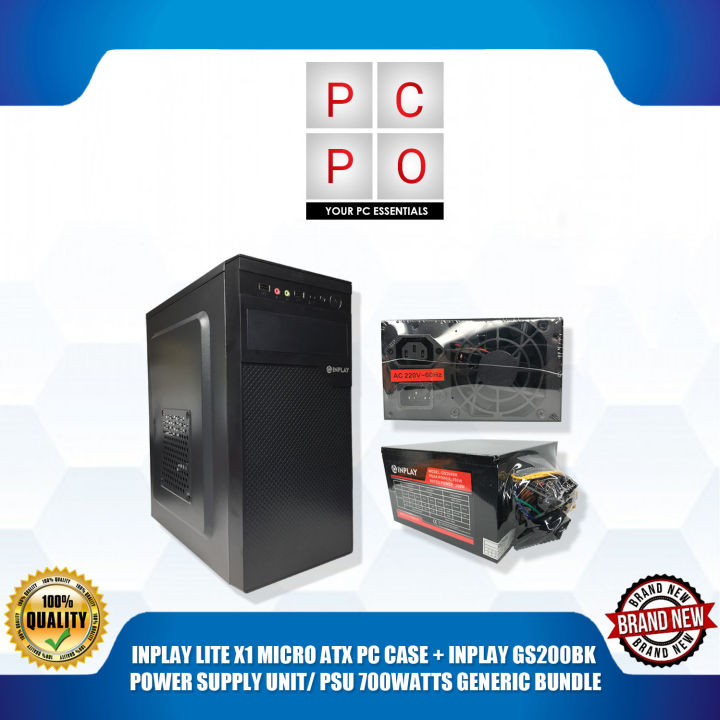 INPLAY LITE X1 MICRO ATX PC CASE + INPLAY GS200BK POWER SUPPLY UNIT ...