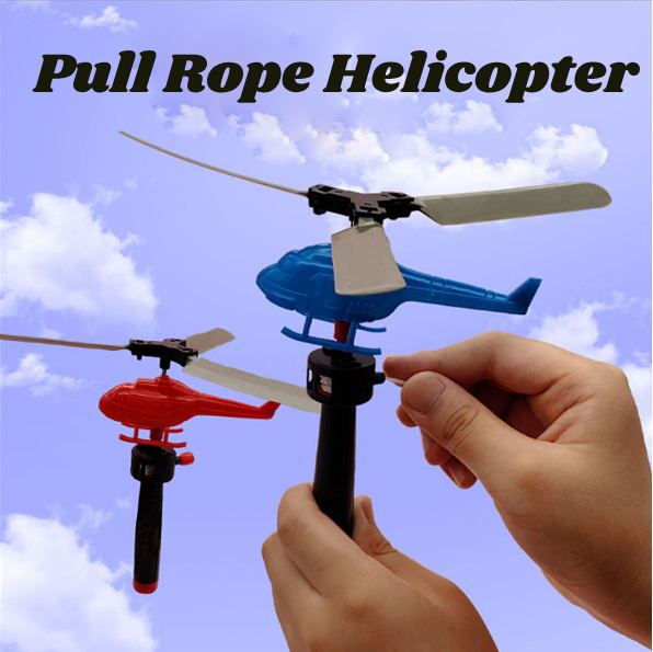 Pull Line Helicopter Bamboo Dragonfly Ufo Handle Up Children's ...